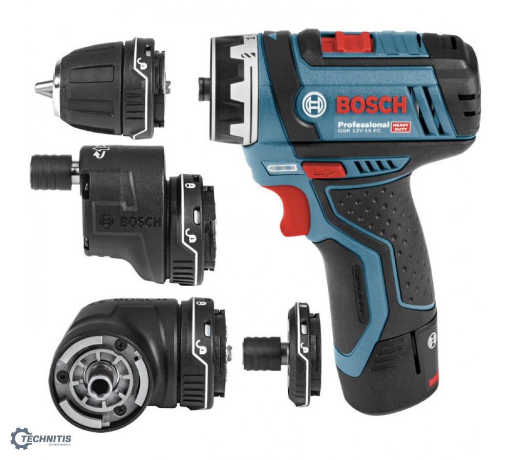 BOSCH GSR 12V-15 FC akumulatora urbis - skrūvgriezis 2x2 Ah